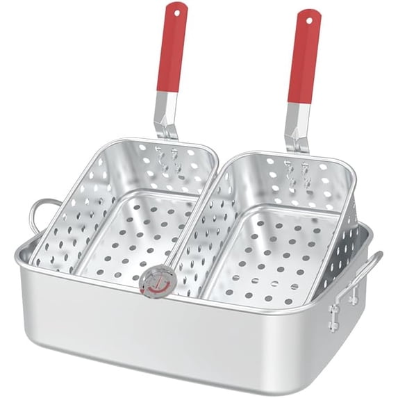 18QT Aluminum Deep Fryer Pot with Baskets & Heat-Resistant Silicone ...