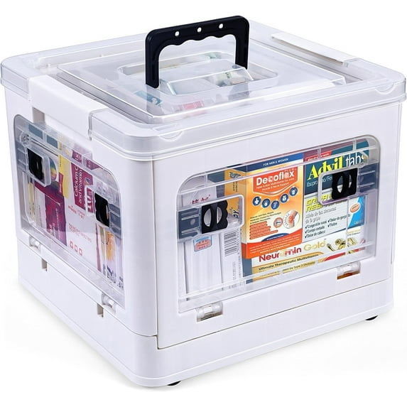 18QT Medicine Storage Box with Handles, Large Capacity First Aid Box ...