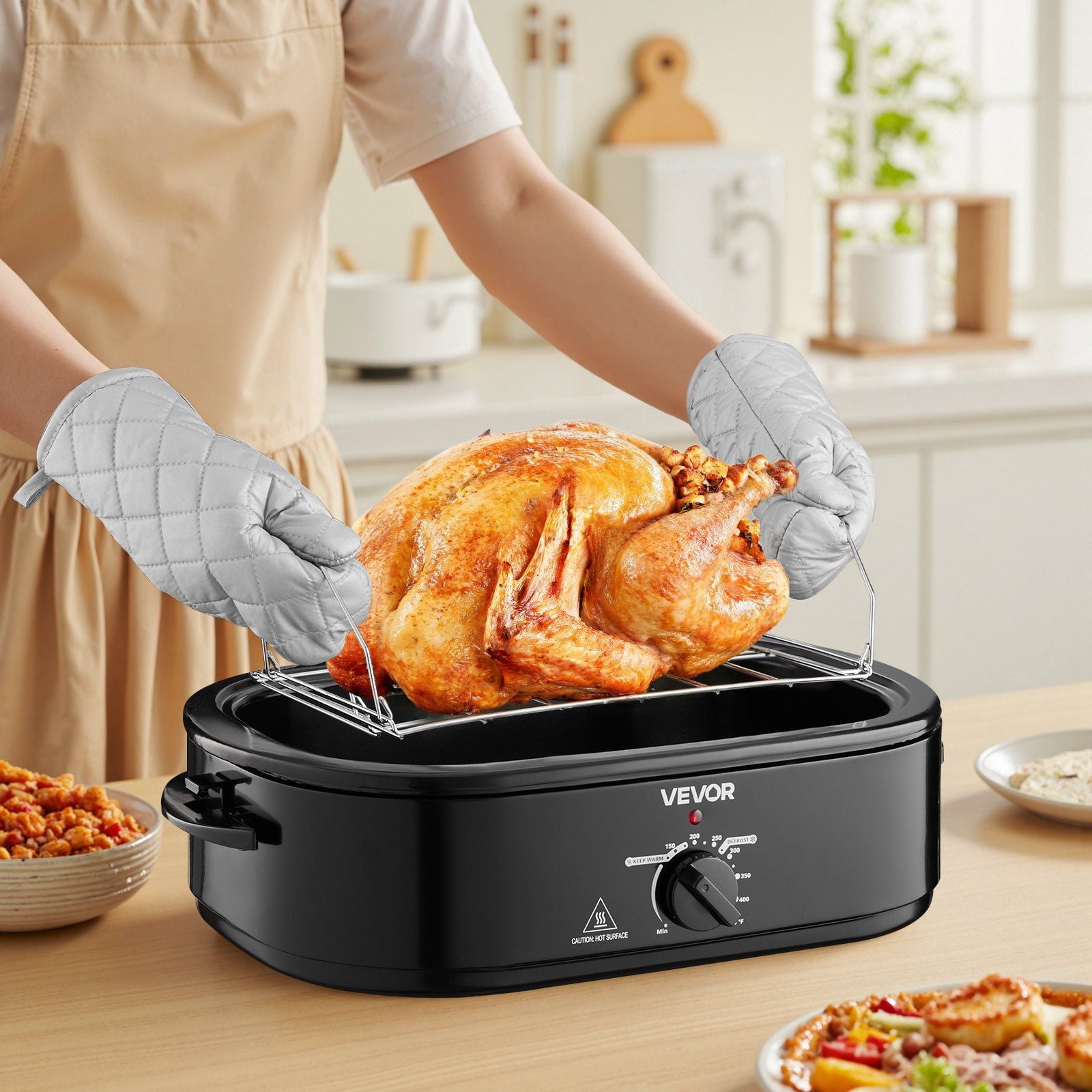 18QT Stainless Steel Roaster Oven for Turkey - Self-Basting Lid, Fast ...