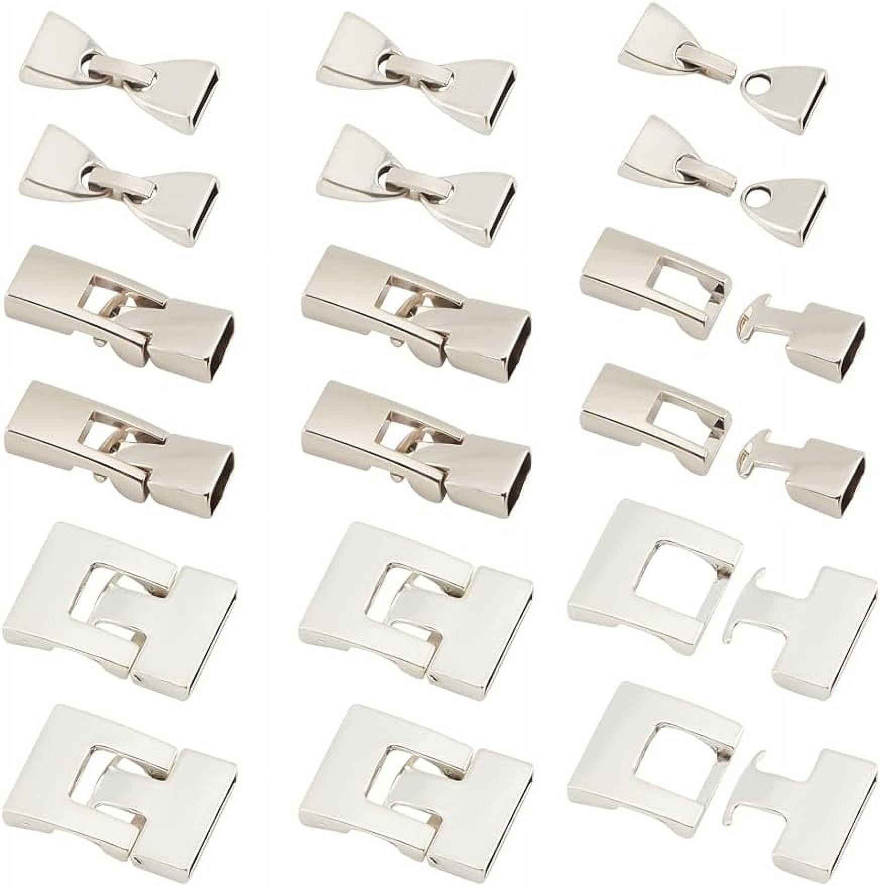 18Sets Bracelet Buckles Clasps 3 Styles Leather Cord End Clasp Flat ...