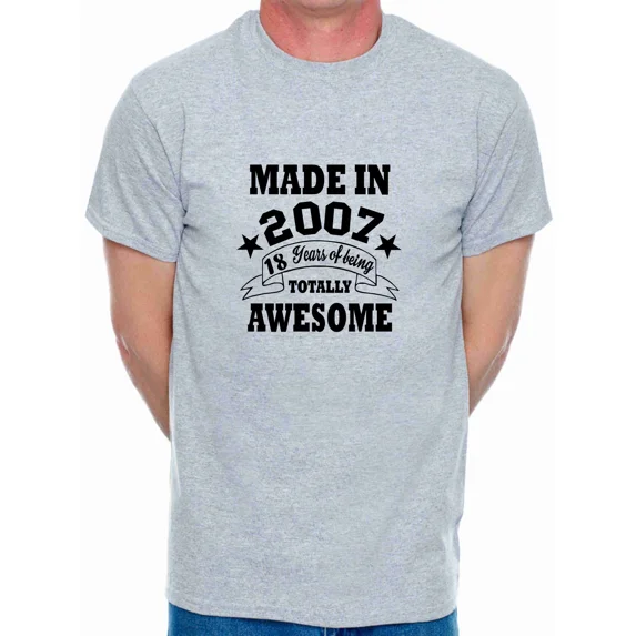 18Th Birthday Men'S T-Shirt Made In 2007 18 Years Old Tee Shirt, All ...