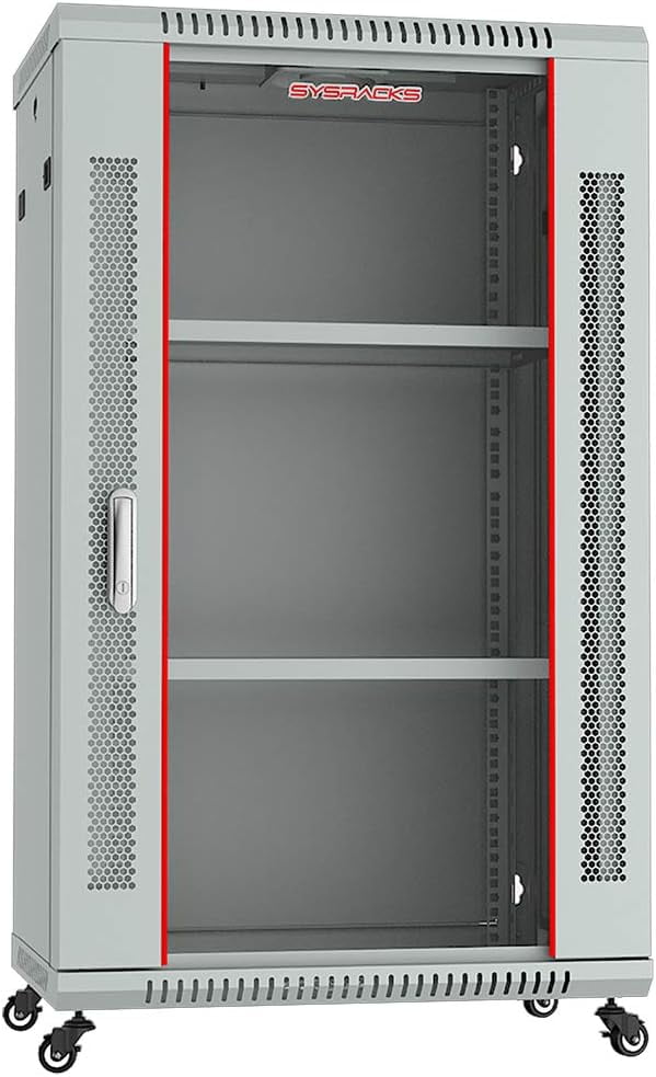 18U Wall Mount Server Rack - 24-Inch Deep Gray IT Cabinet with Powerbar ...