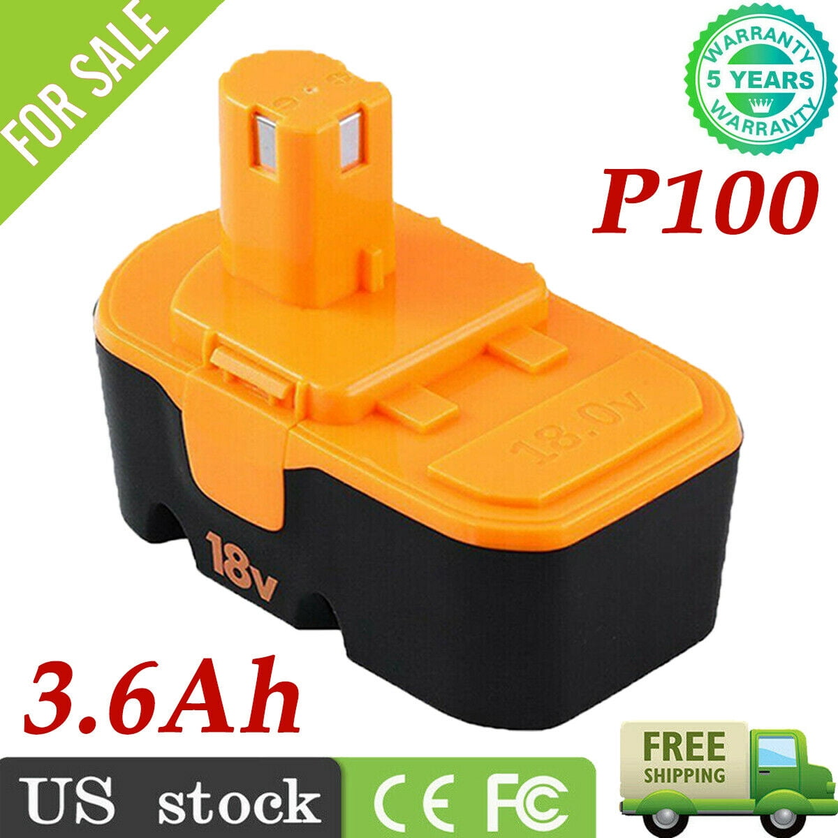 18V 3.6Ah For Ryobi One+ 18Volt One Plus P100 P101 P105 ABP1801 NI-MH ...