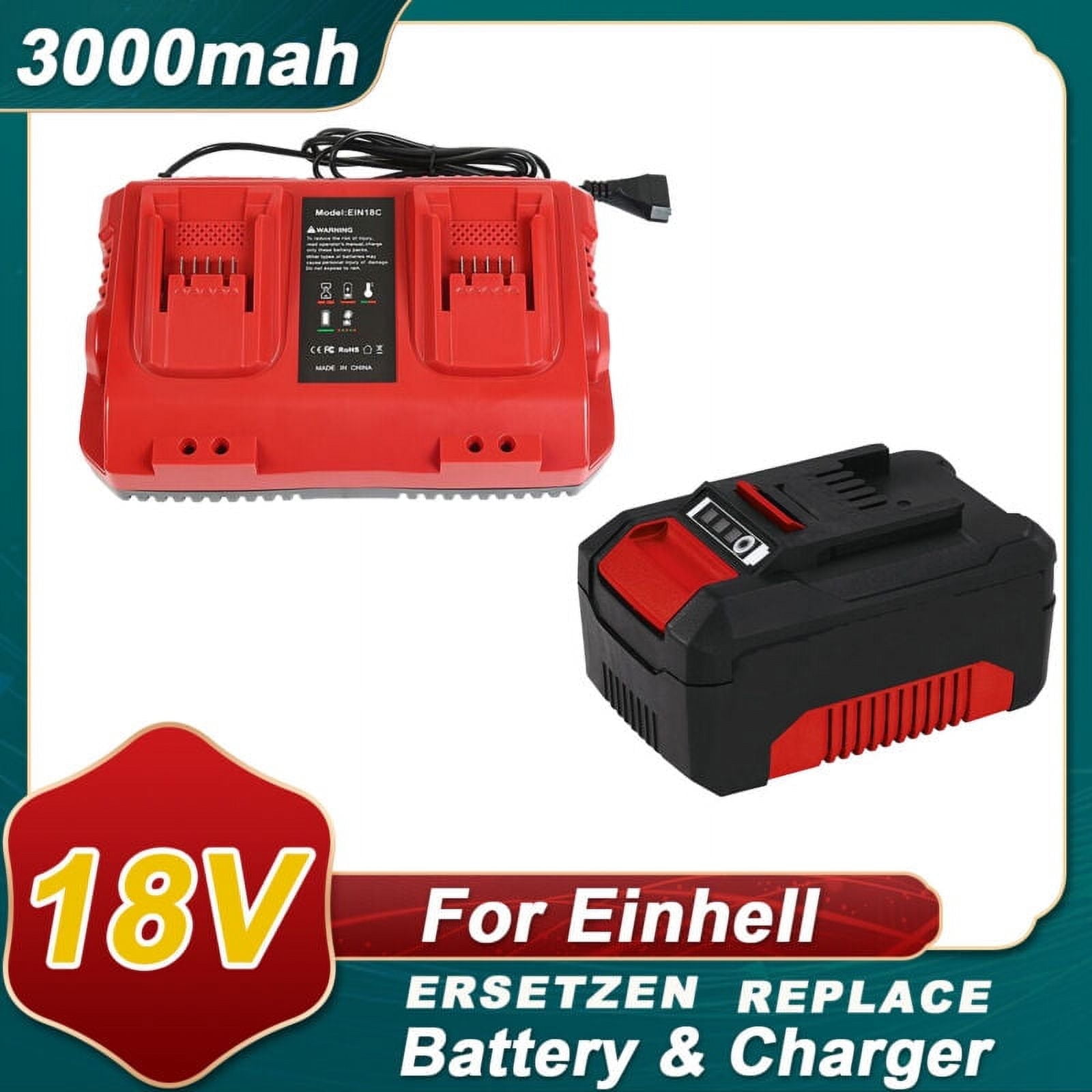 18V 3000mAh Replacement Li-Ion Battery+Dual Charger set Compatible with ...
