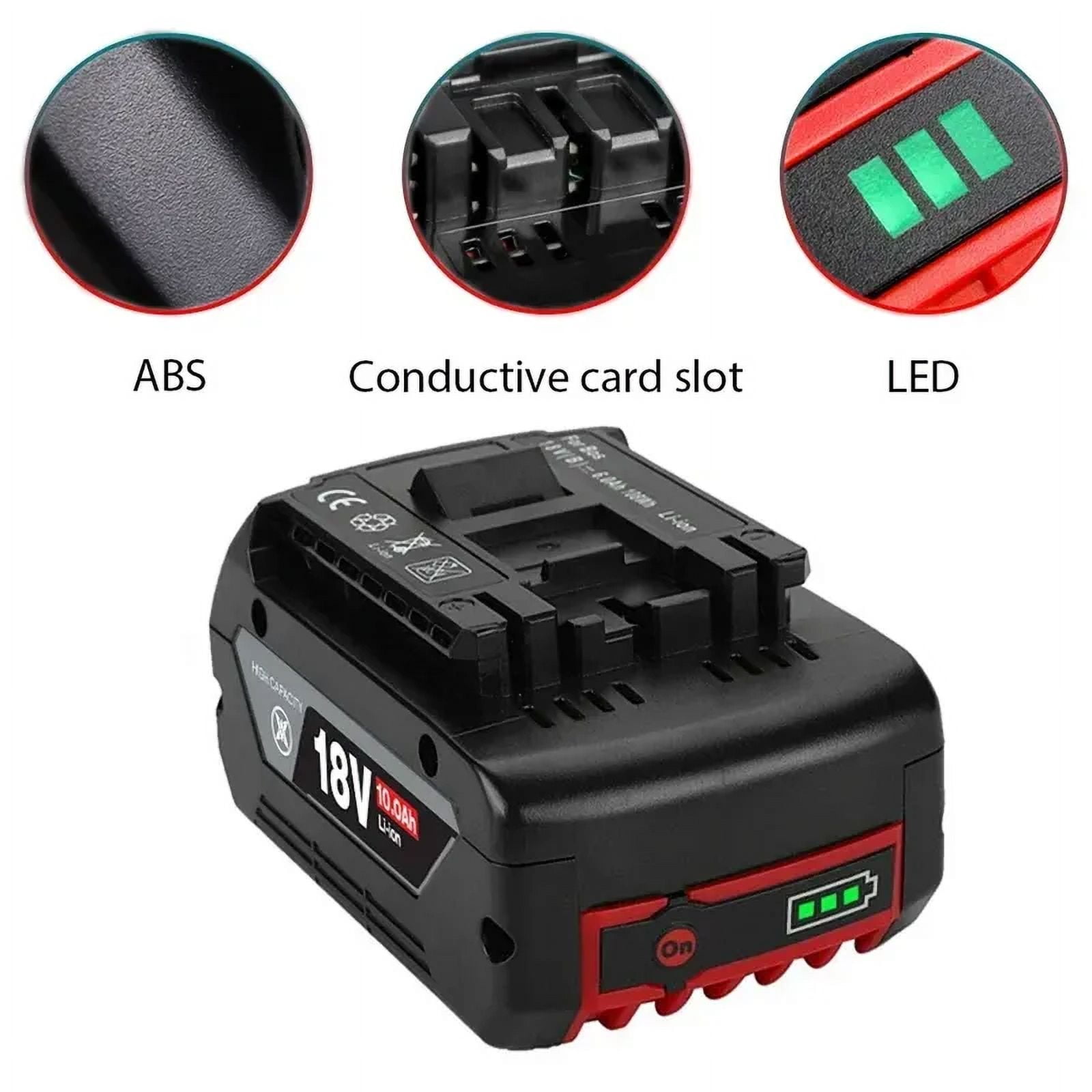 18V 4.0ah Rechargeable Lithium Ion Battery for Bosch 18V 6.0A GBA GSR ...