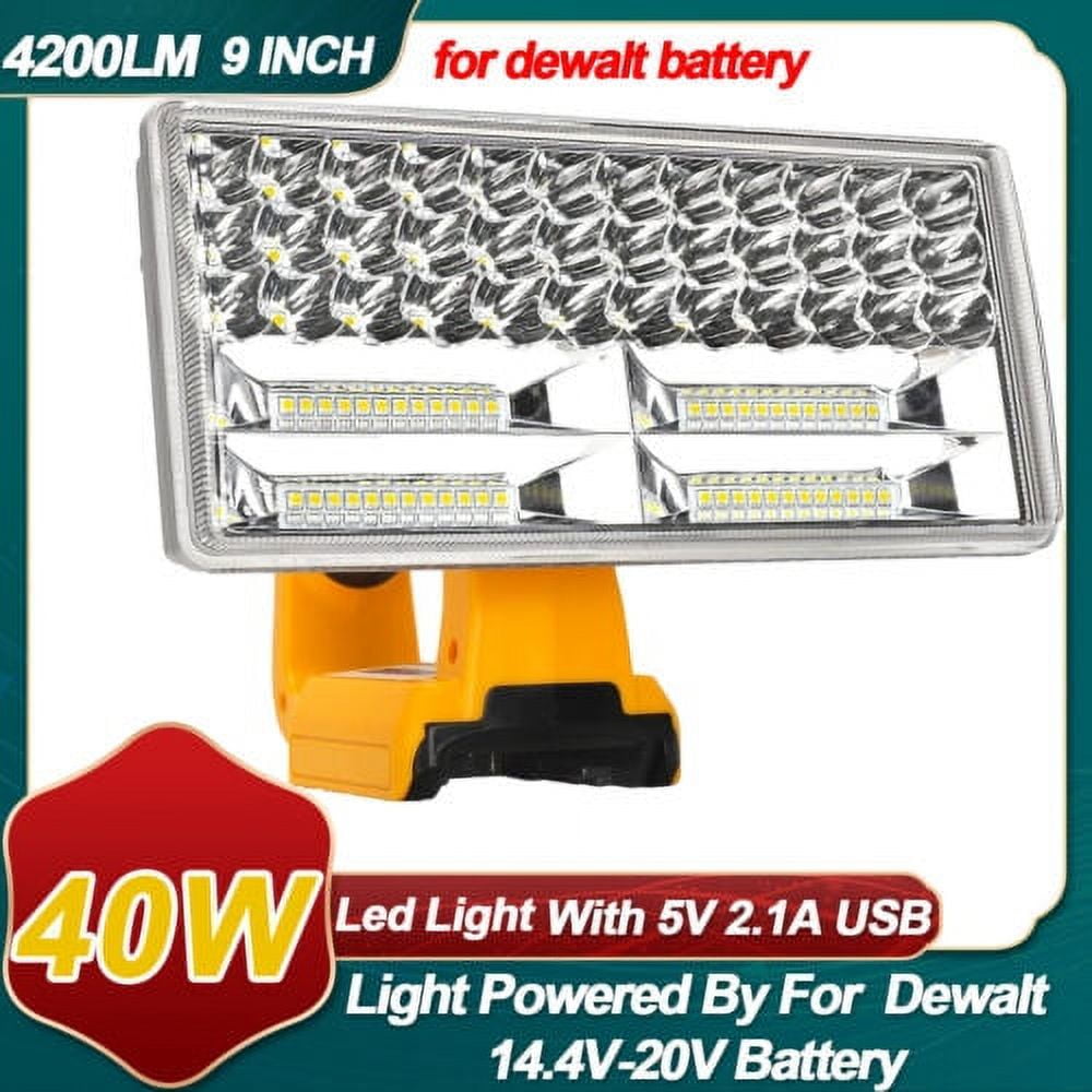 18V 40W 4200lm Cordless LED Work Light For Dewalt 14.4V-20V Li-ion ...