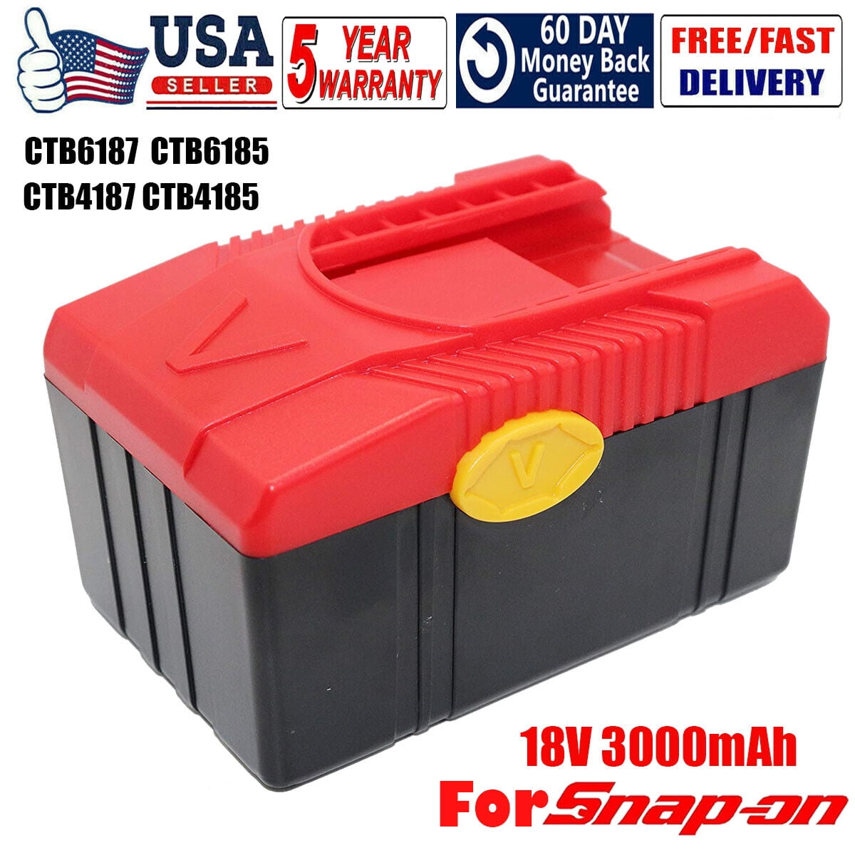 18V For Snap-On Battery Li-Ion CTB6187 CTB6185 CTB4187 CTB4185 CT6850 3 ...