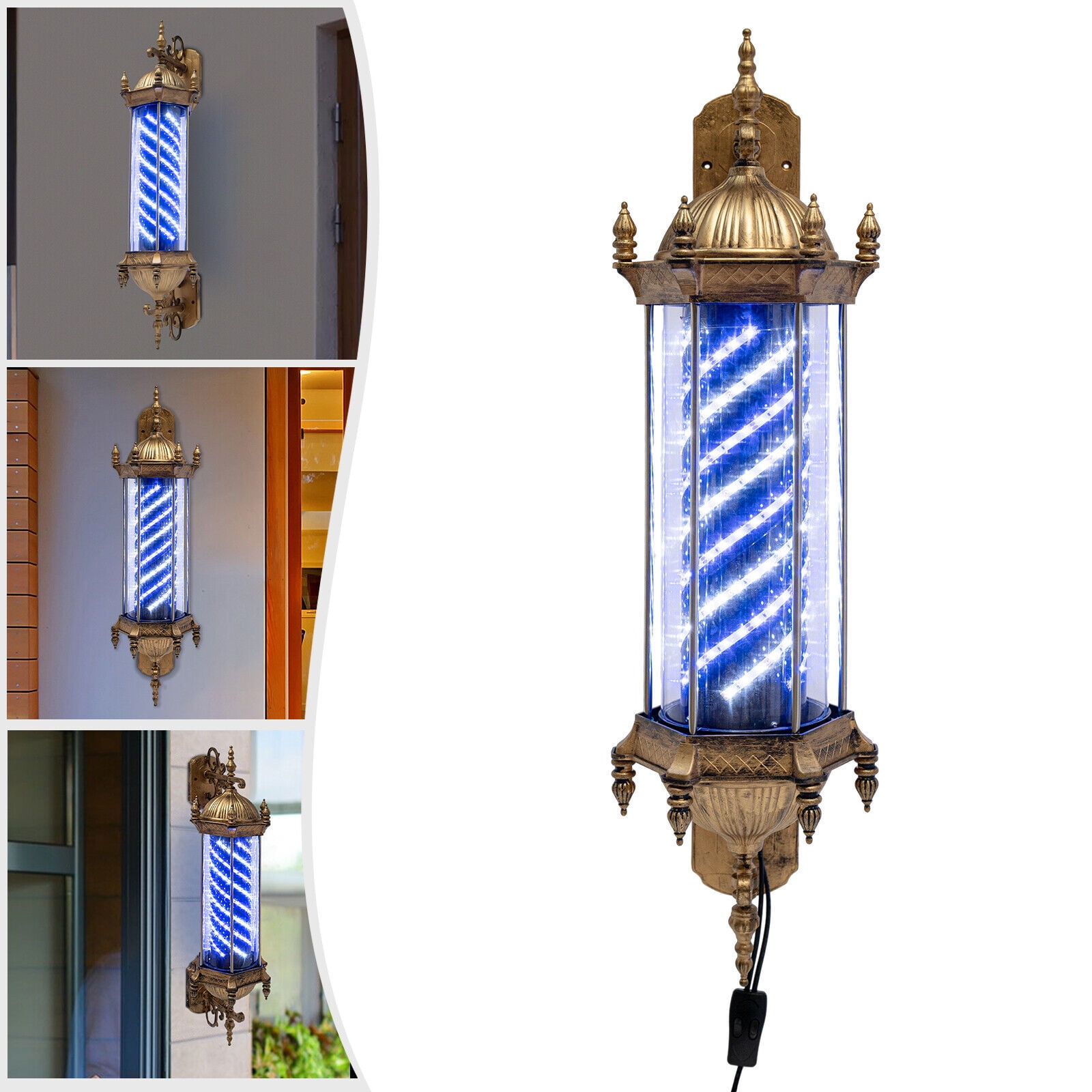 18W Barber Pole Light,Hair Barber Salon Shop Open Sign,Rotating Barber ...