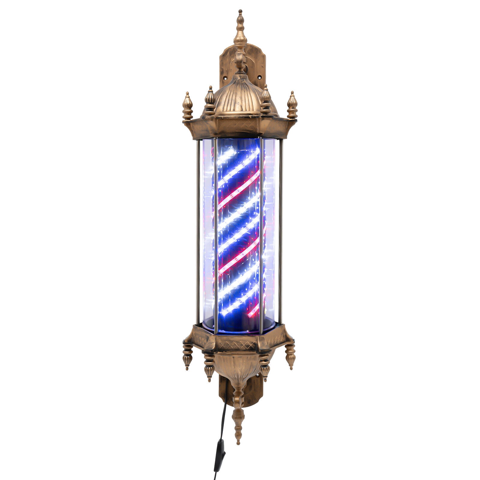 18W Barber Shop Pole Rotating Light Hair Salon Golden Red+White+Blue ...