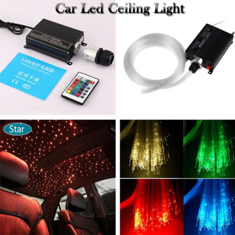 18W Car RGBW LED Light 300 Strands Fiber Optic Star Ceiling&24Key RF ...
