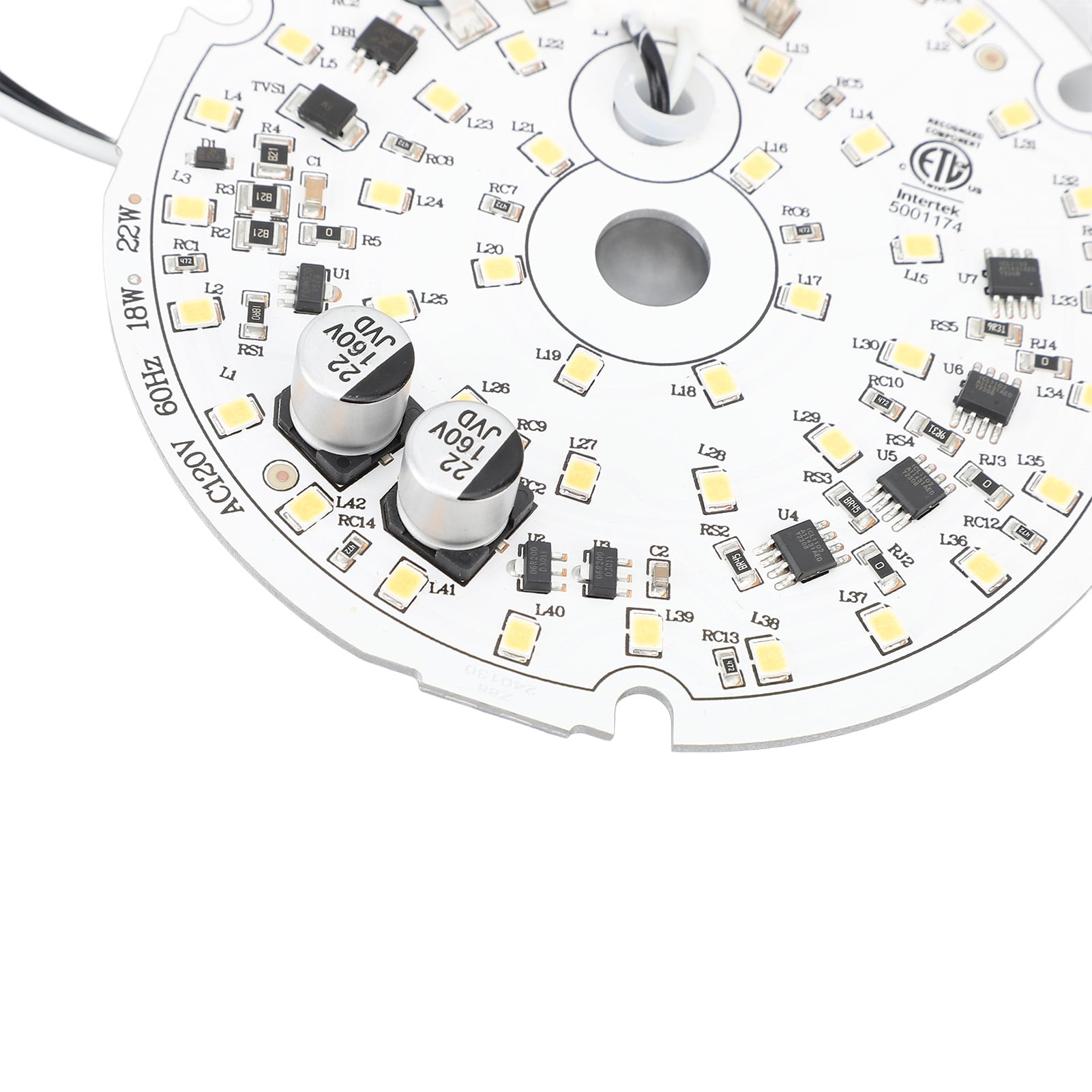 18W Dimmable Ceiling Fan Light Board, 2000LM, AC120V, Aluminum, Memory ...