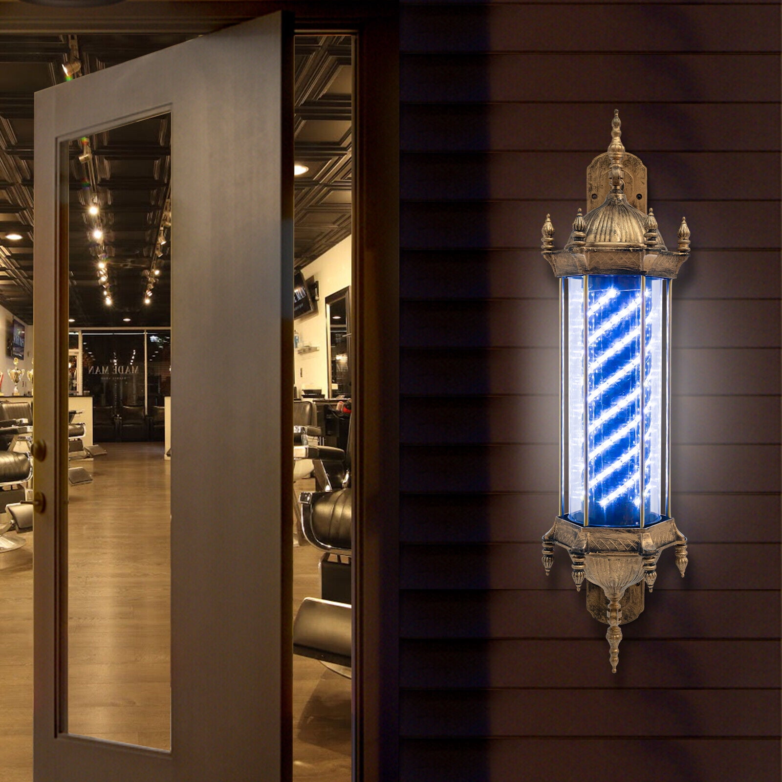 18W Rotating LED Light Stripe Outdoor 32*90cm Barber Pole Hair Salon ...