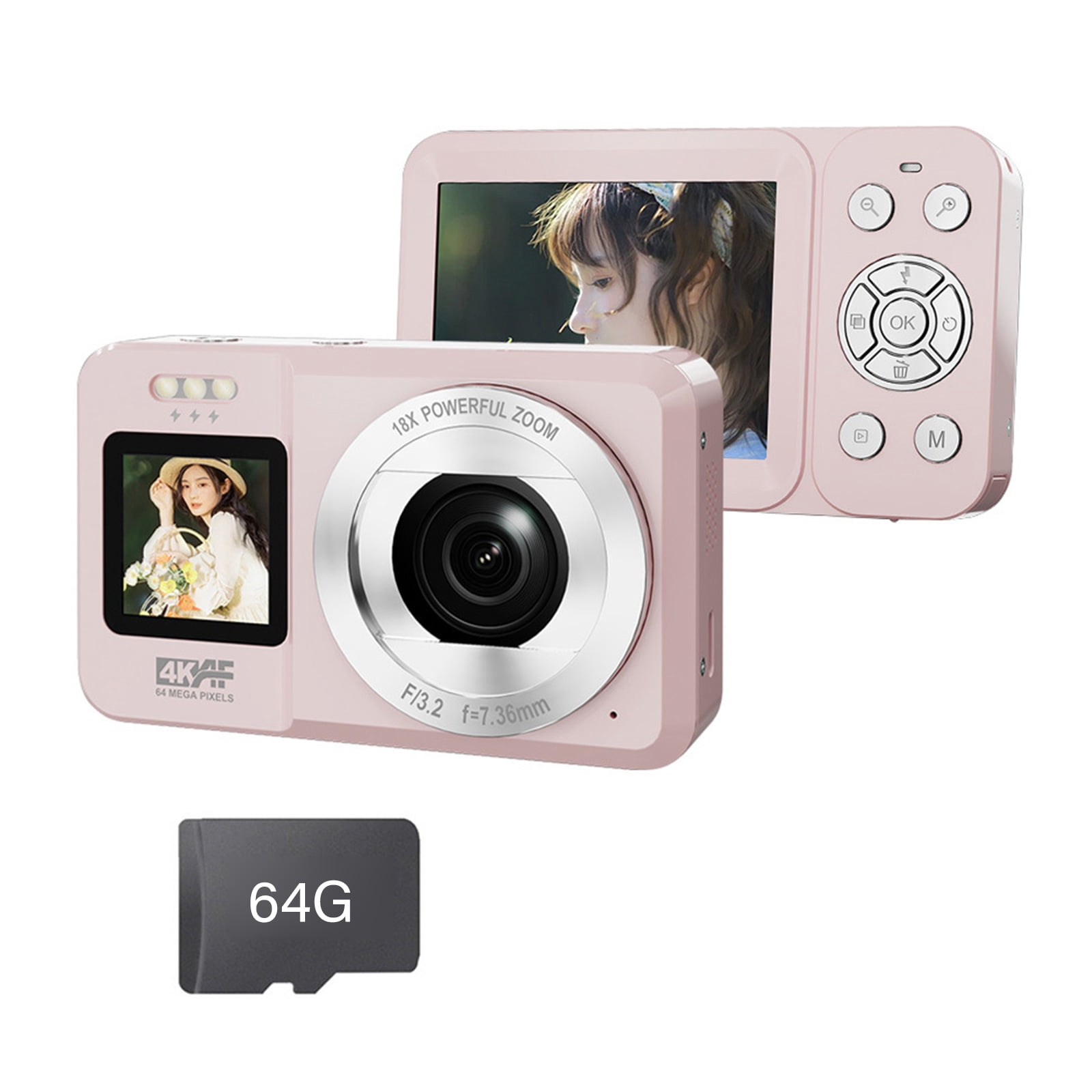 18X Zoom 4K 64MP Digital Camera Double Screen Selfie Vloggings Camera ...