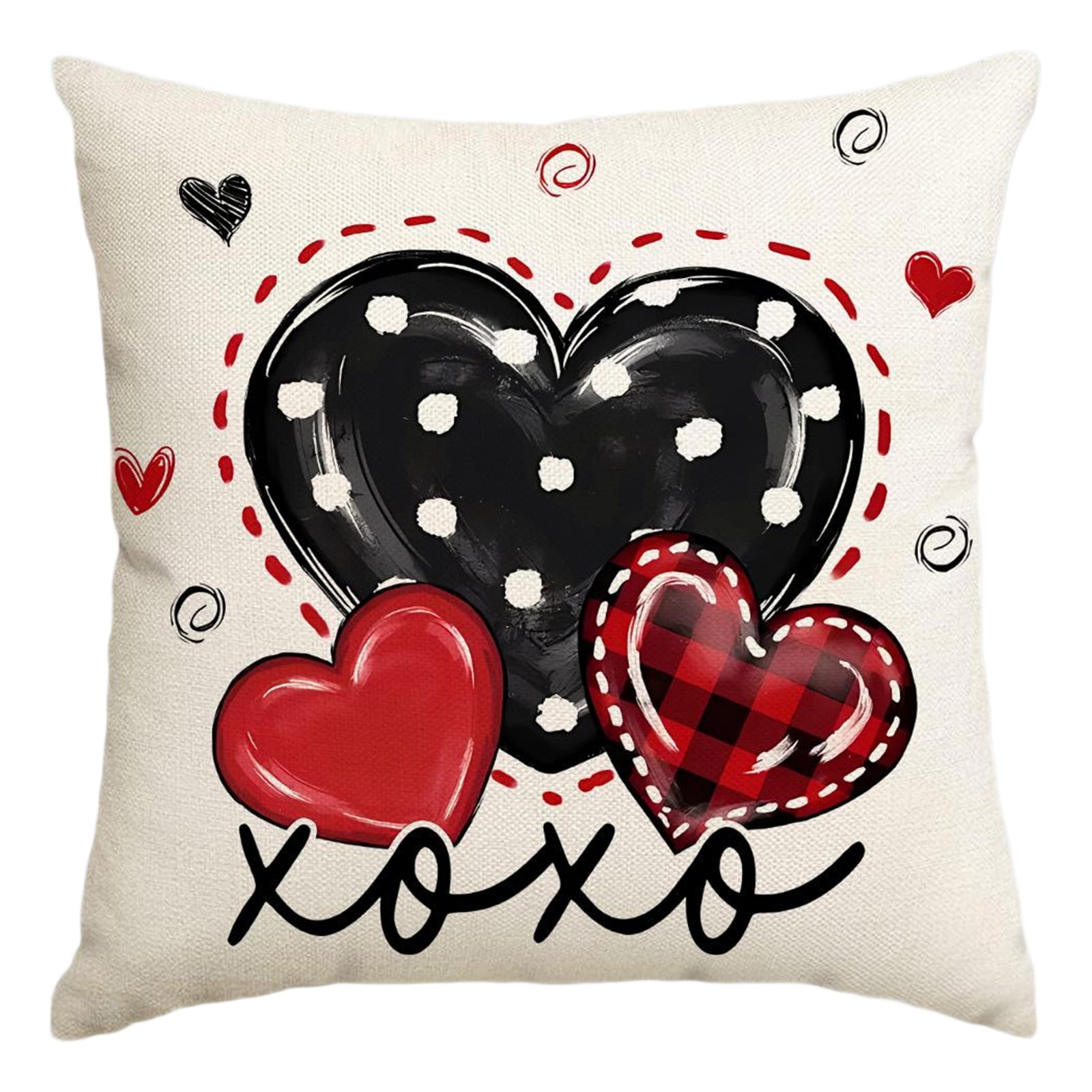 18X18 Inches Heart Print Decorative Throw Pillowcase - With Adorable ...