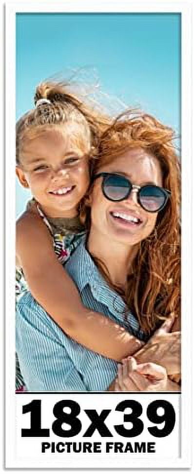 18X39 Frame White Solid Wood Picture Frame Includes UV Shatter Guard ...