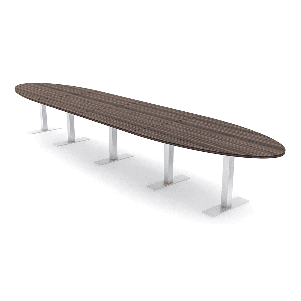 18X4 Modular Conference Table Oval Shape Metal Bases Electrical Units ...