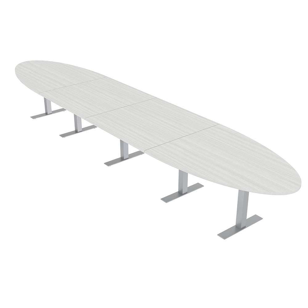 18X4 Modular Conference Table Oval Shape Metal Bases Electrical Units ...