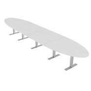 18 Person Modular Oval Conference Table Square Metal Bases Power Units ...