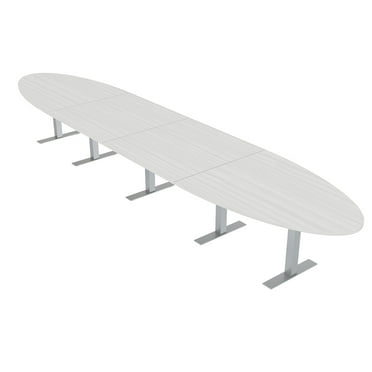 18 Person Modular Oval Conference Table Square Metal Bases Power Units ...