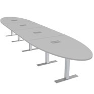 Modular 22 Ft Boardroom Table Boat Shaped Metal Bases Power And Data ...