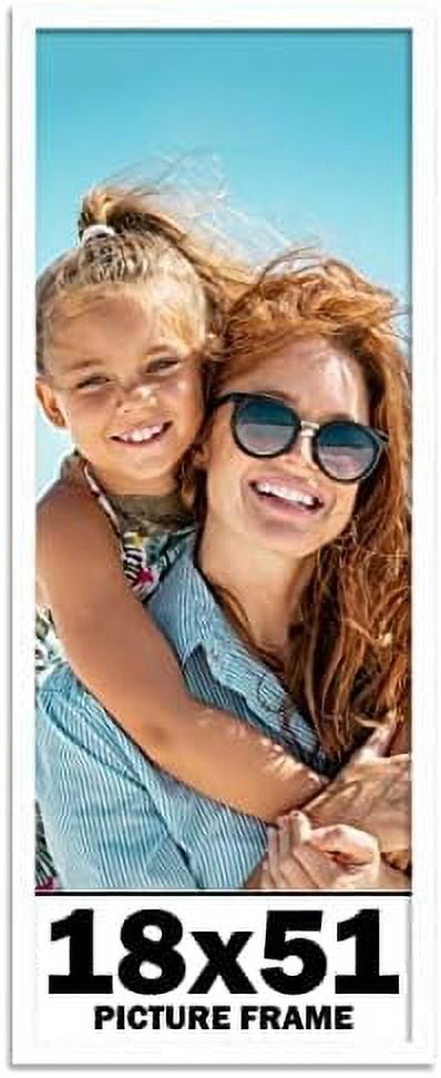 18X51 Frame White Solid Wood Picture Frame Includes UV Shatter Guard ...