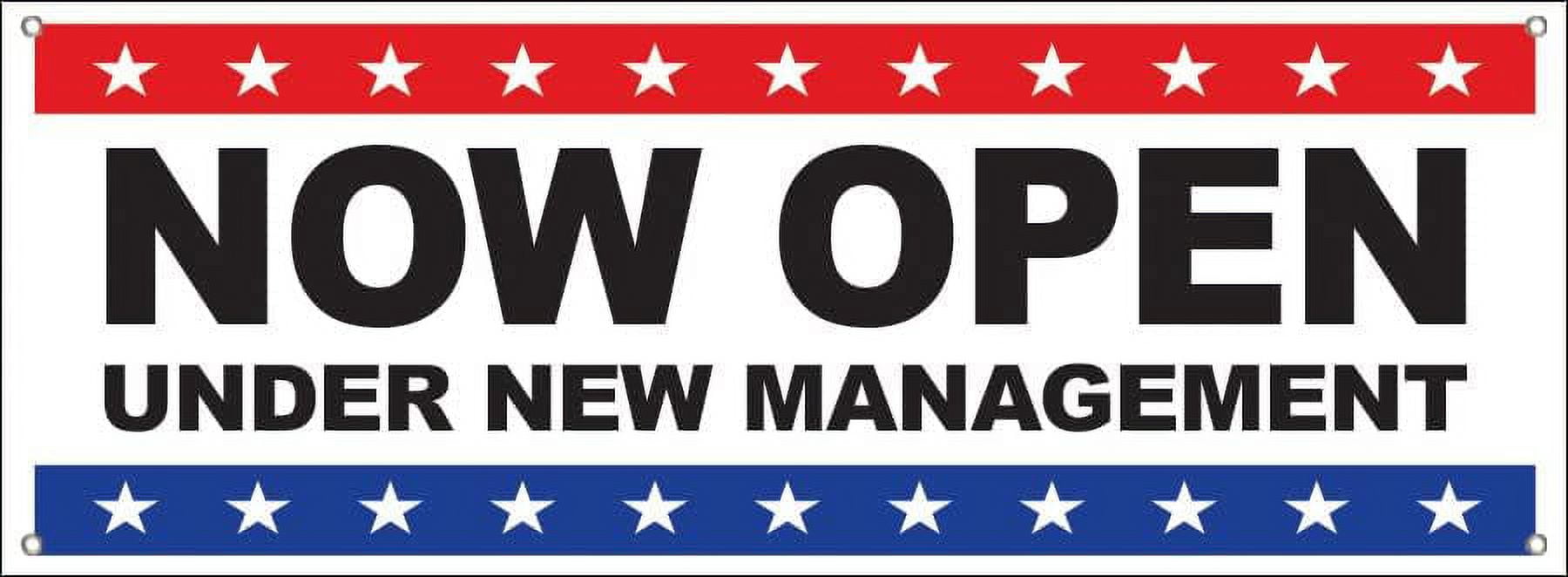 18X8 Inch NOW OPEN UNDER NEW MANAGEMENT Vinyl Banner Sign Wb - Walmart.com
