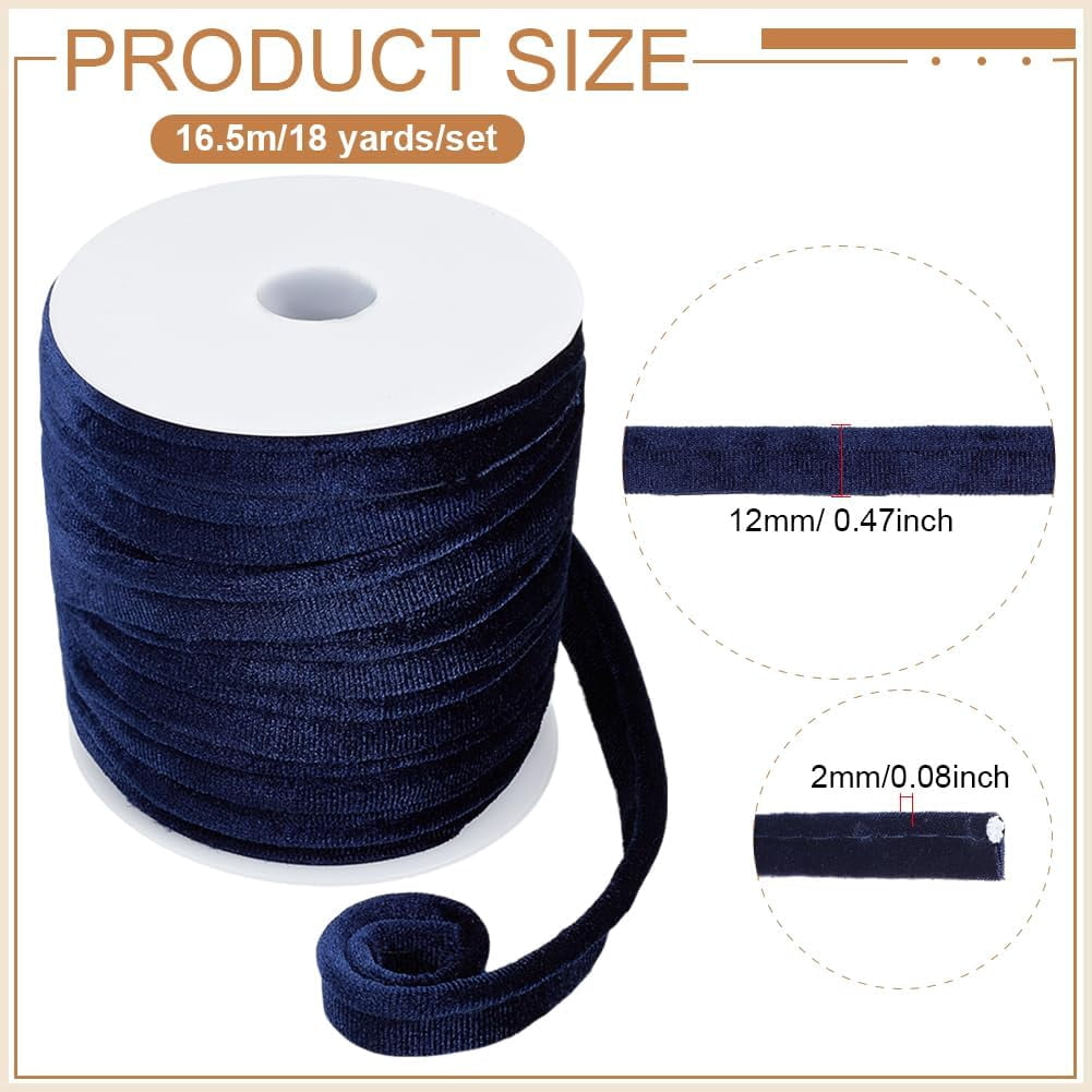 18Yards Medium Blue Velvet Piping Bias Tape 0.47inch Wide Lip Cord Trim ...
