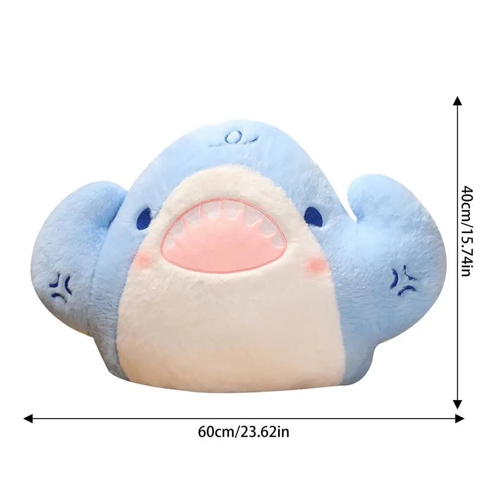 Cute Muscle Shark Plush Toy - Strong Animal Hug Pillow Plushie ...