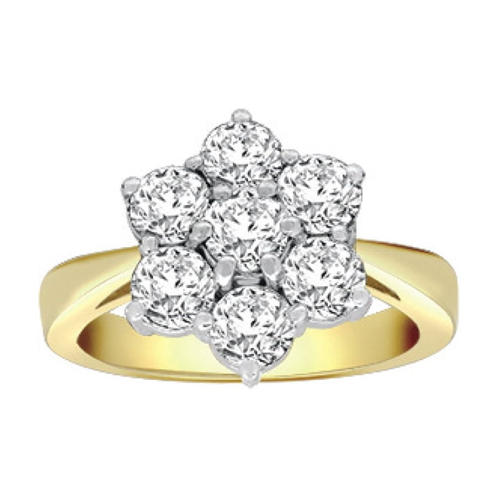 18ct 2 Colour Gold Jewelco London 2ct Diamond 7 Stone Flower Cluster ...