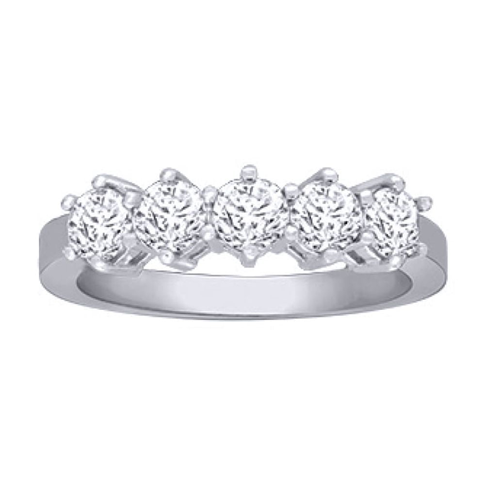 18ct White Gold Jewelco London 1ct Diamond 5 Stone Eternity Ring 5mm ...