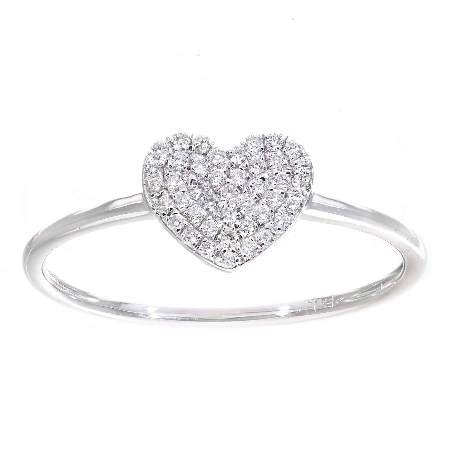 18ct White Gold Jewelco London Round 12pts Diamond Pave Heart Cluster ...