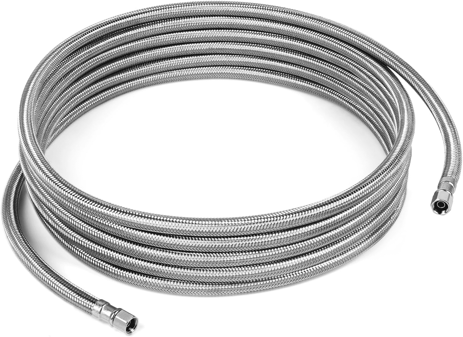 18ft Ice Maker Fridge Water Supply Line, 1/4" Stainless Steel Braided ...