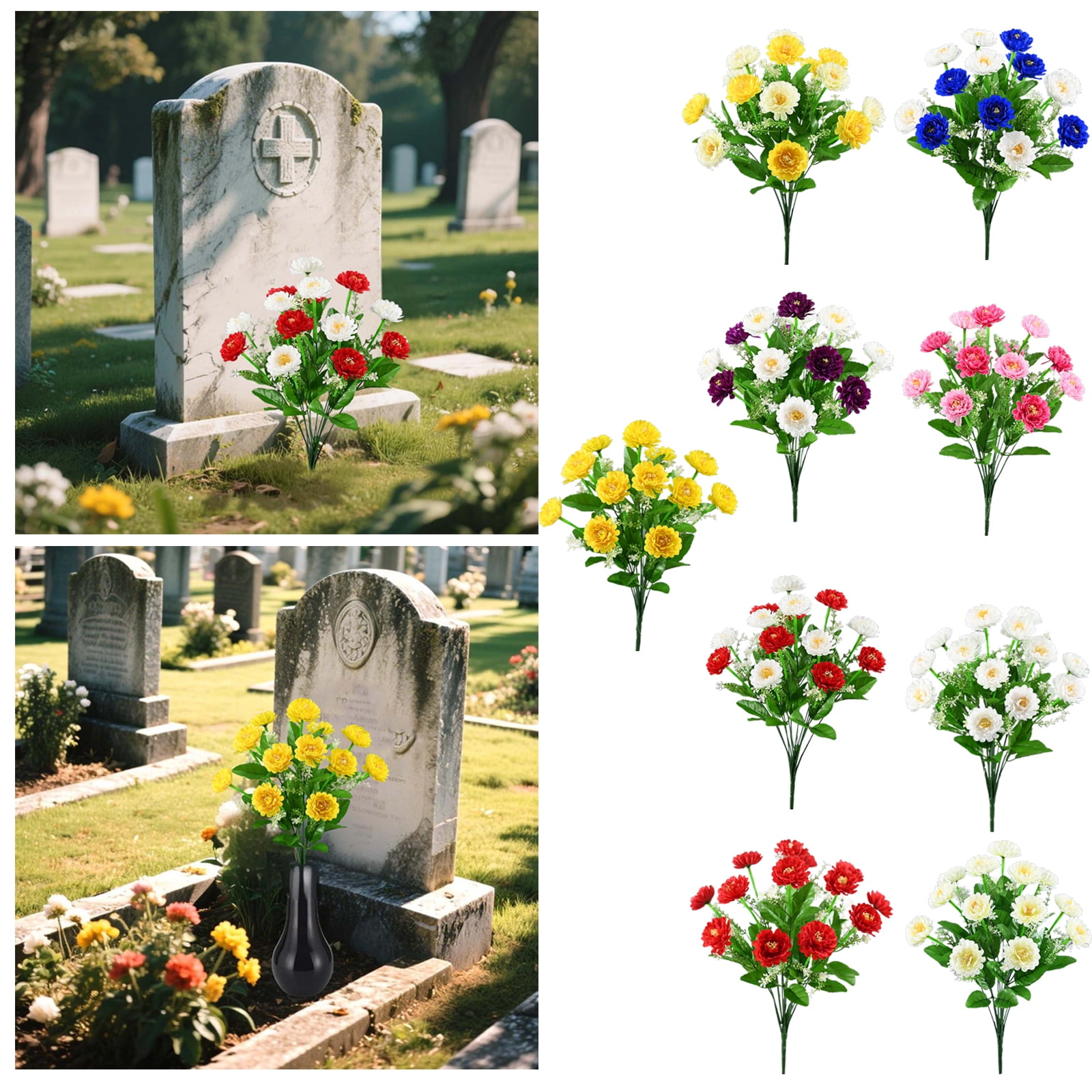 18in Artificial Fall Flowers,14 Heads Silk Mums Flowers Chrysanthemum ...