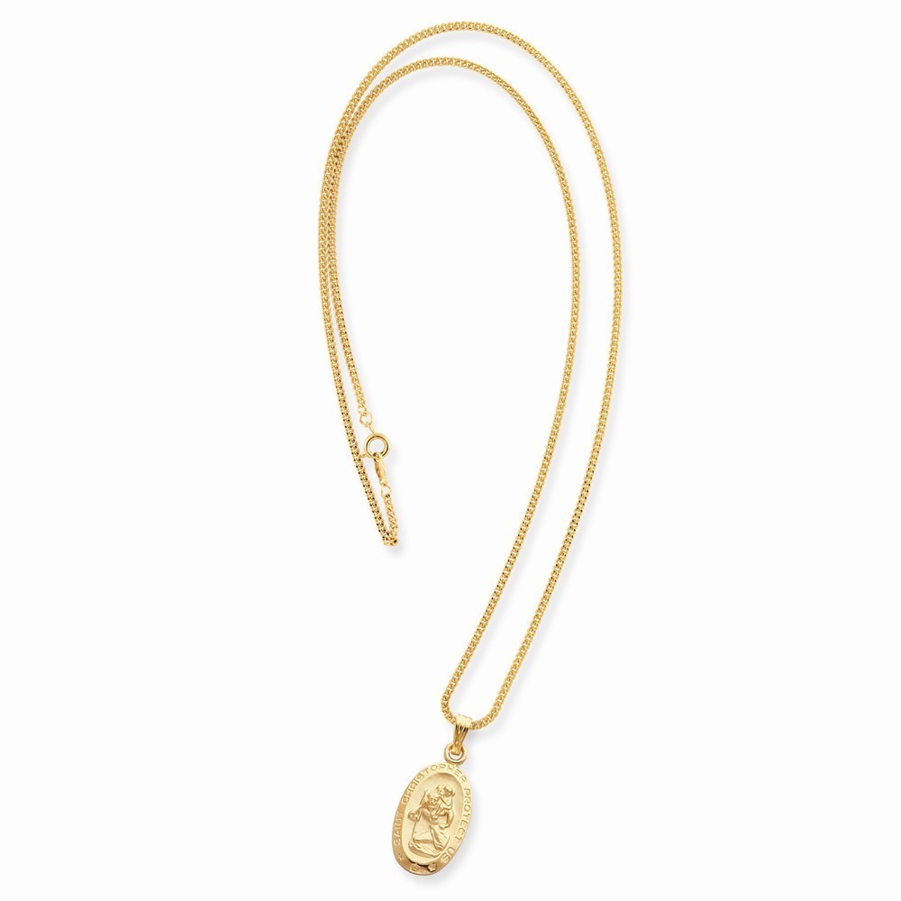 18in Gold-Flashed Sml St. Christopher Medal Necklace 18 In - Walmart.com