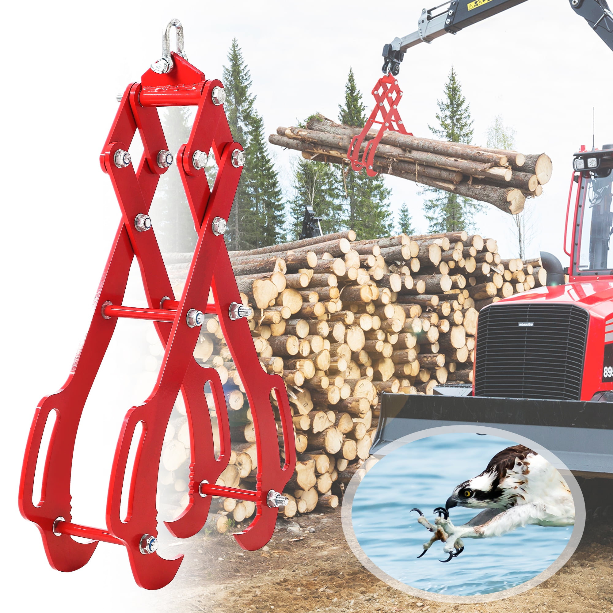 18in Log Lifting Tongs,2 Claw Timber Heavy Duty Solid Steel,Tractor ...