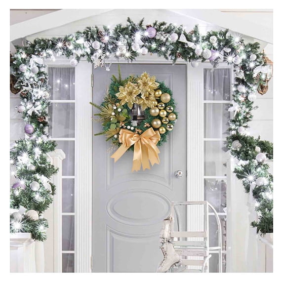 18in PVC Frame LED Pre-Lit Christmas Wreath - Shatterproof Design w ...