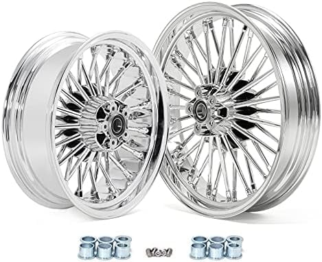 18inch 16inch Chrome Front Rear Wheels Rims 36 Fat King Spokes Tubeless ...