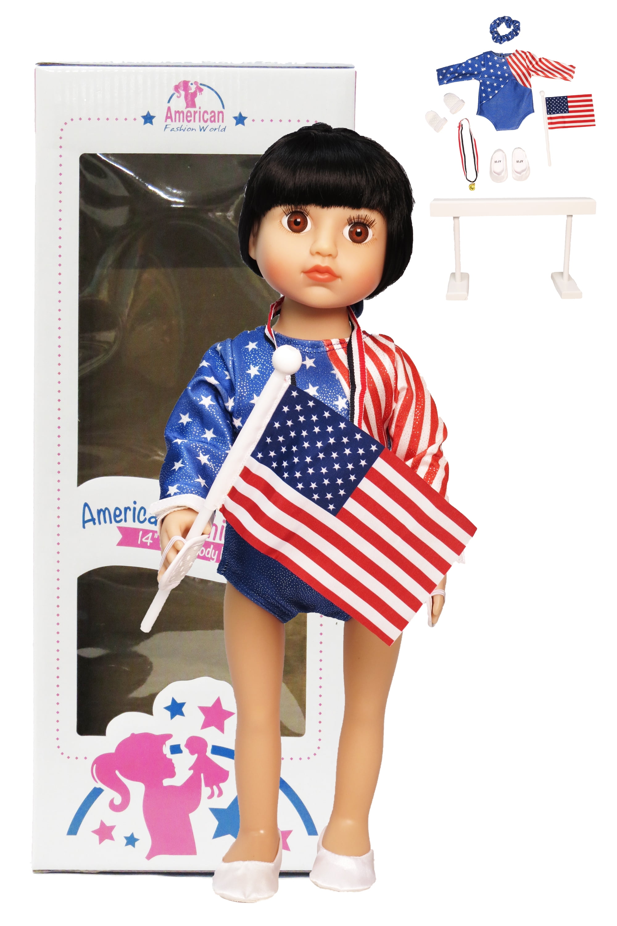 18inch Doll Lily USA Gymnast Complete Gymnastic Set | American Fashion ...