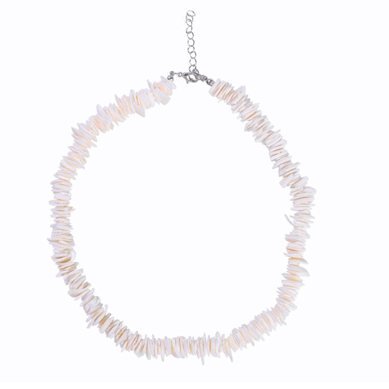 18inch Casual Long White Puka Shell Necklace - Hawaiian Surfer Seashell ...
