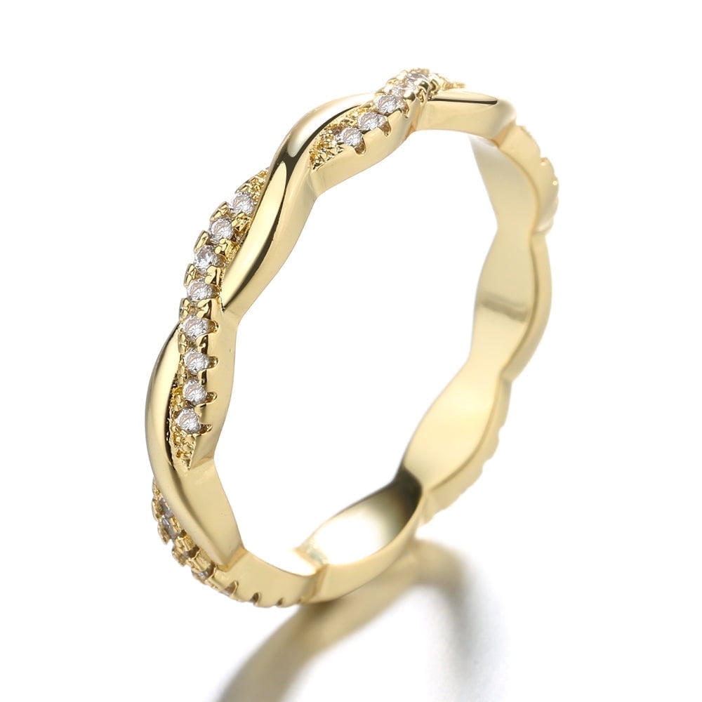 18k Gold Plated Crossover Eternity Ring with Swarovski Crystal ...
