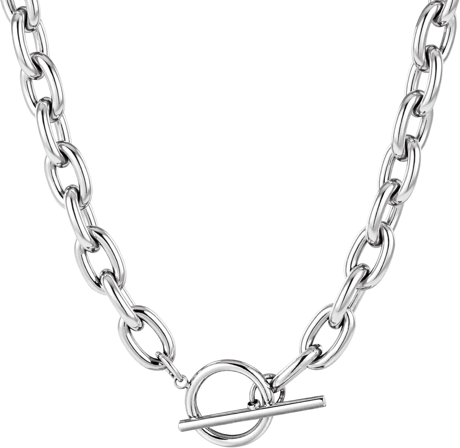 18k Gold Layered Chunky Paperclip Chain Necklace Non Tarnish Toggle ...