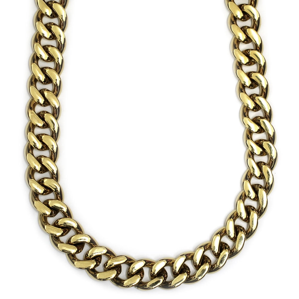 18k Gold Miami Cuban Chain 18mm x 38 inches Filled 500g - Walmart.com