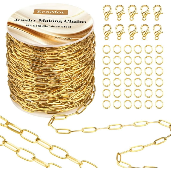 18k Gold Necklace Chains for Jewelry Making 39.3 Feet 6 Rolls Bracelet ...