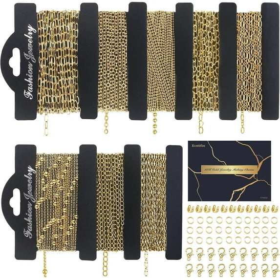 18k Gold Necklace Chains for Jewelry Making 39.3 Feet 6 Rolls Bracelet ...