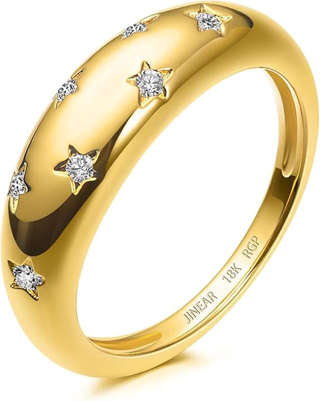 18k Gold Plated Croissant Braided Twisted Signet Chunky Dome Ring ...