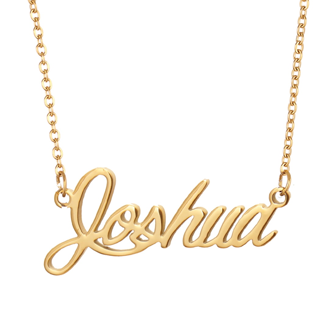 18k Gold Plated Dainty Joshua Name Necklace Chain Choker Family Kid ...