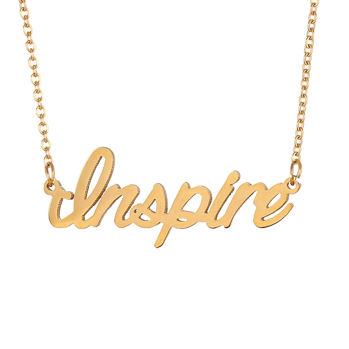 18k Gold Plated Inspire Name Necklace Nameplate Pendant Family Kid ...