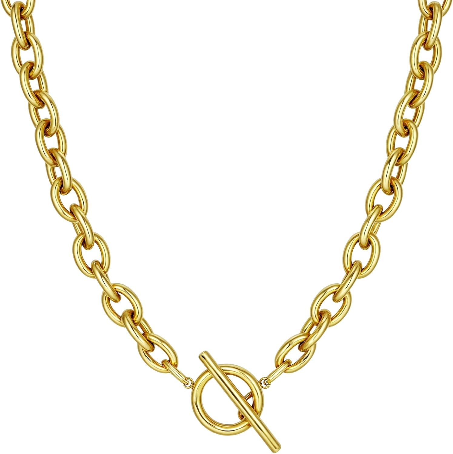 18k Gold Plated Plated Chunky Gold Plated Necklace for Women Sweatproof ...