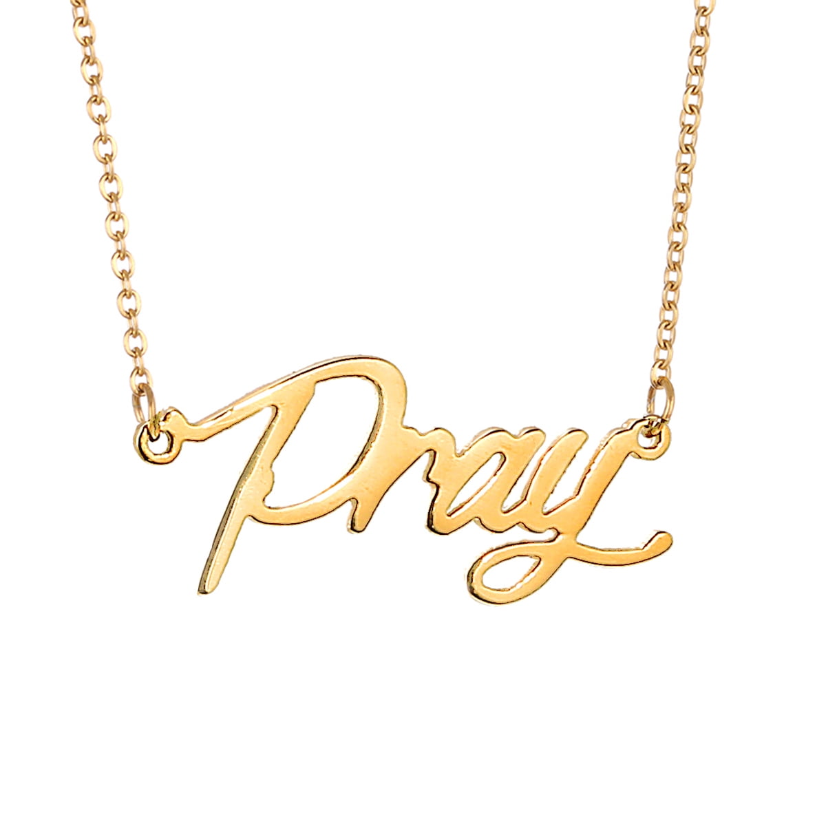 18k Gold Plated Script Font Pray Name Nameplate Necklace Jewlery Mother ...