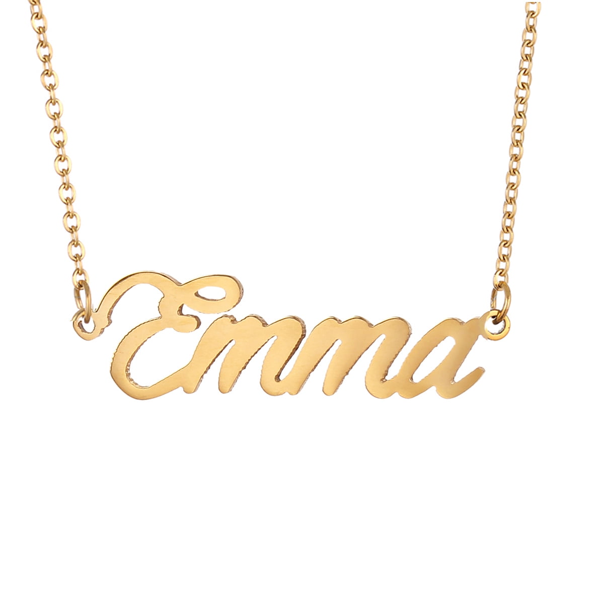 18k Gold Plated Small Emma Name Necklace Nameplate Pendant Family Kid ...